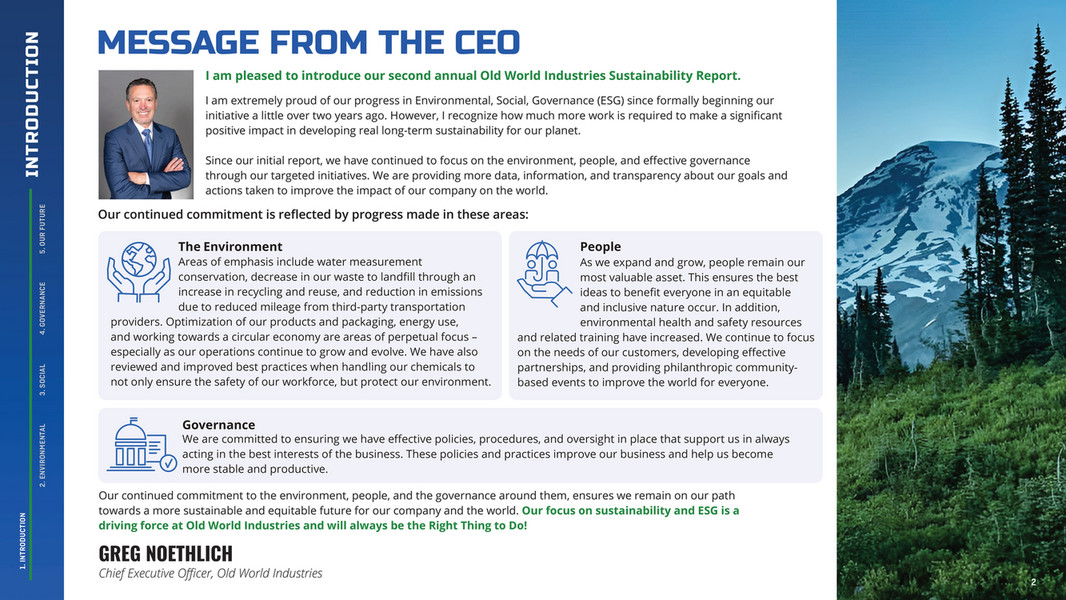 Old World Industries 2024 Sustainability Report - Page 3 - Created with ...
