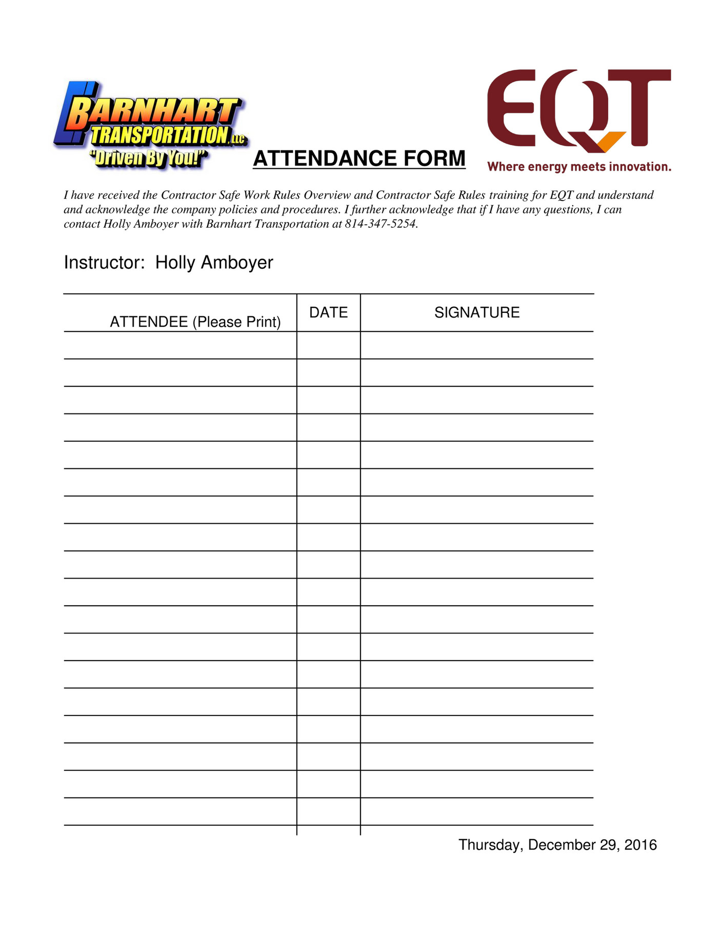 My publications - EQT 2017 Safety Training Sign in Sheet - Page 1 ...