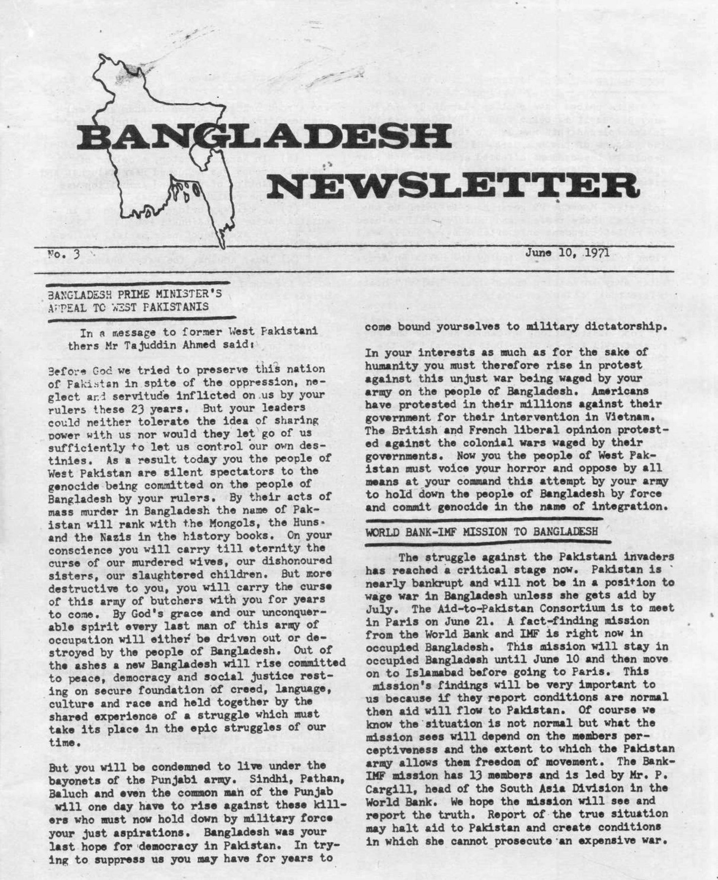 Muktijuddho e-Archive - 10 June 1971 - Page 1 - Created with Publitas.com