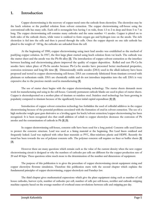 My publications - Design of copper electrowinning circuit - Page 4-5 ...