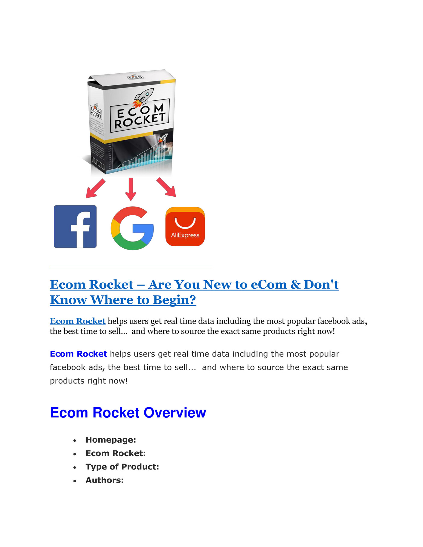 My publications - Ecom Rocket review and (GET) +100 items bonus pack - Page 1 - Created with ...