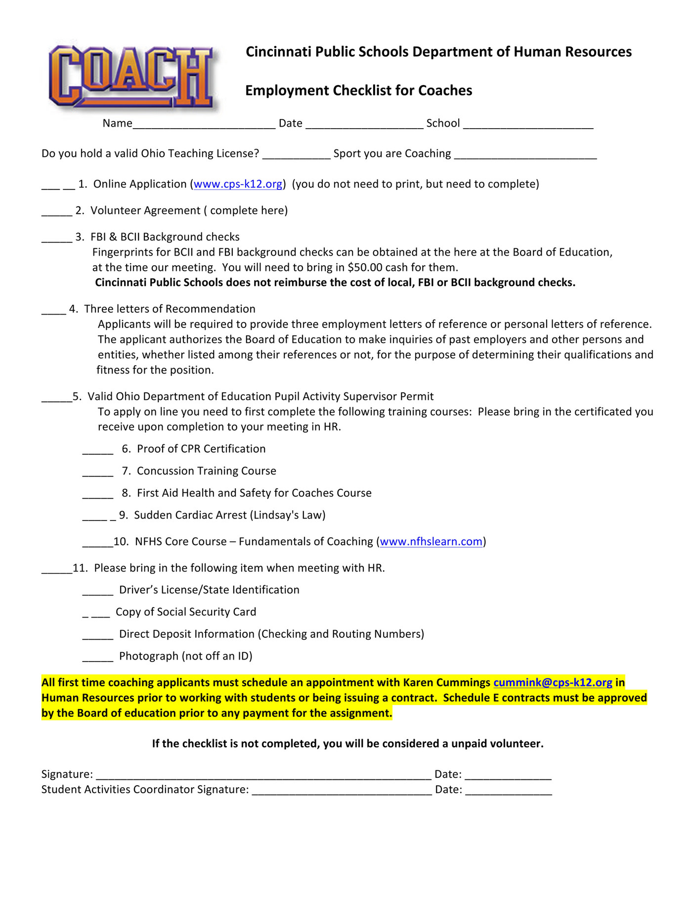 My publications - Coaches checklist (1) - Page 1 - Created with ...