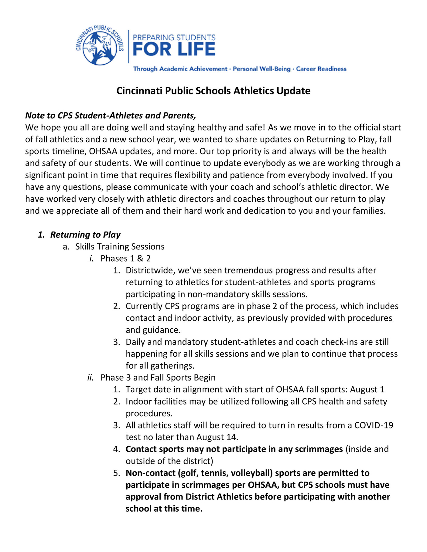 My publications - CPS Athletics Student_Parent Memo 7.31.20 - Page 1 ...