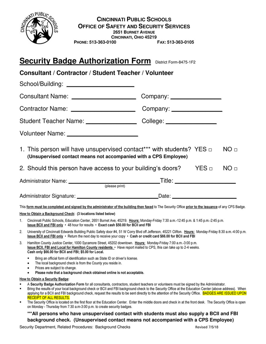Access Authorization Form
