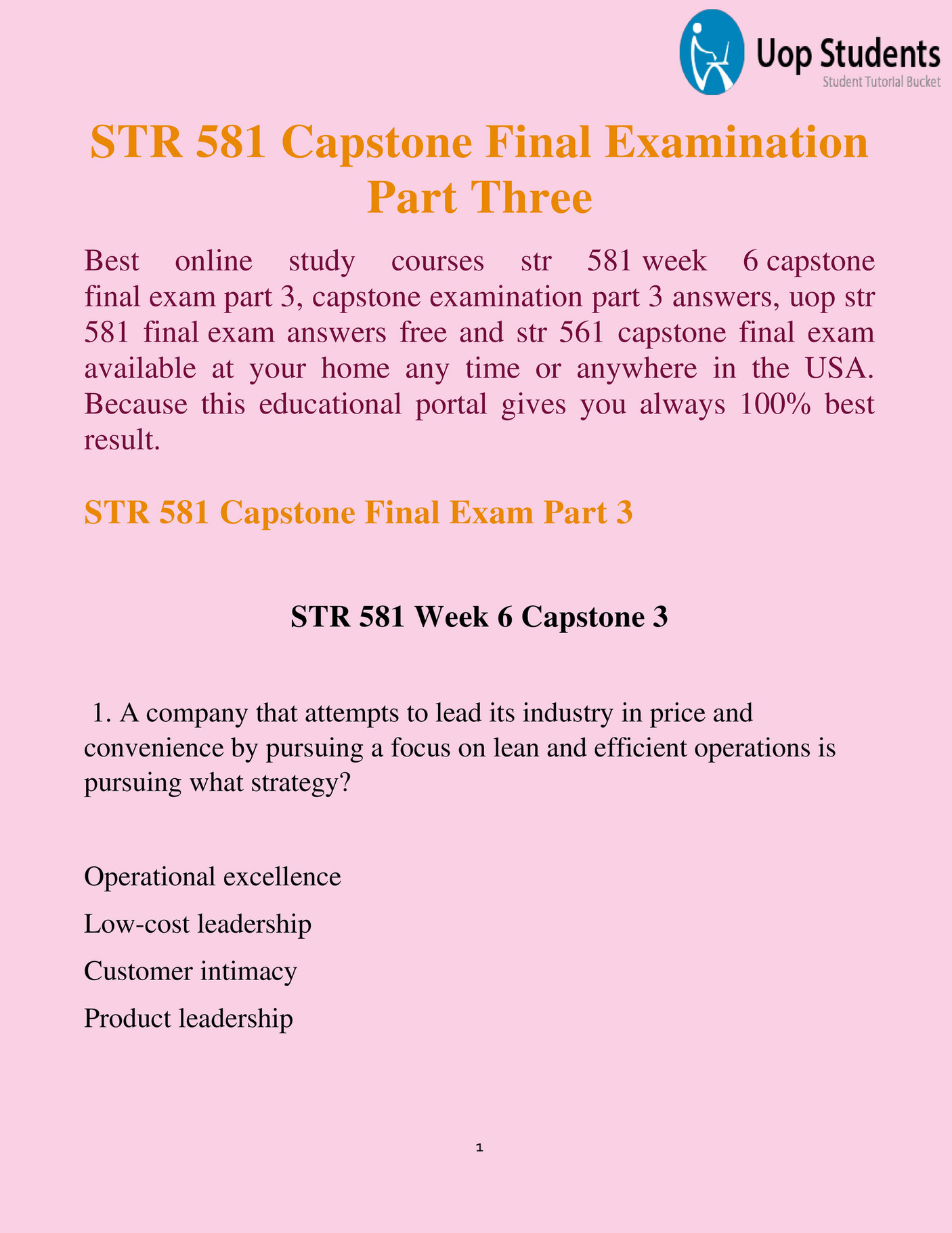 UOP Students - STR 581 Questions, Answers & STR 581 Capstone Final Exam ... UOP Students - STR 581 Questions, Answers & STR 581 Capstone Final Exam ...