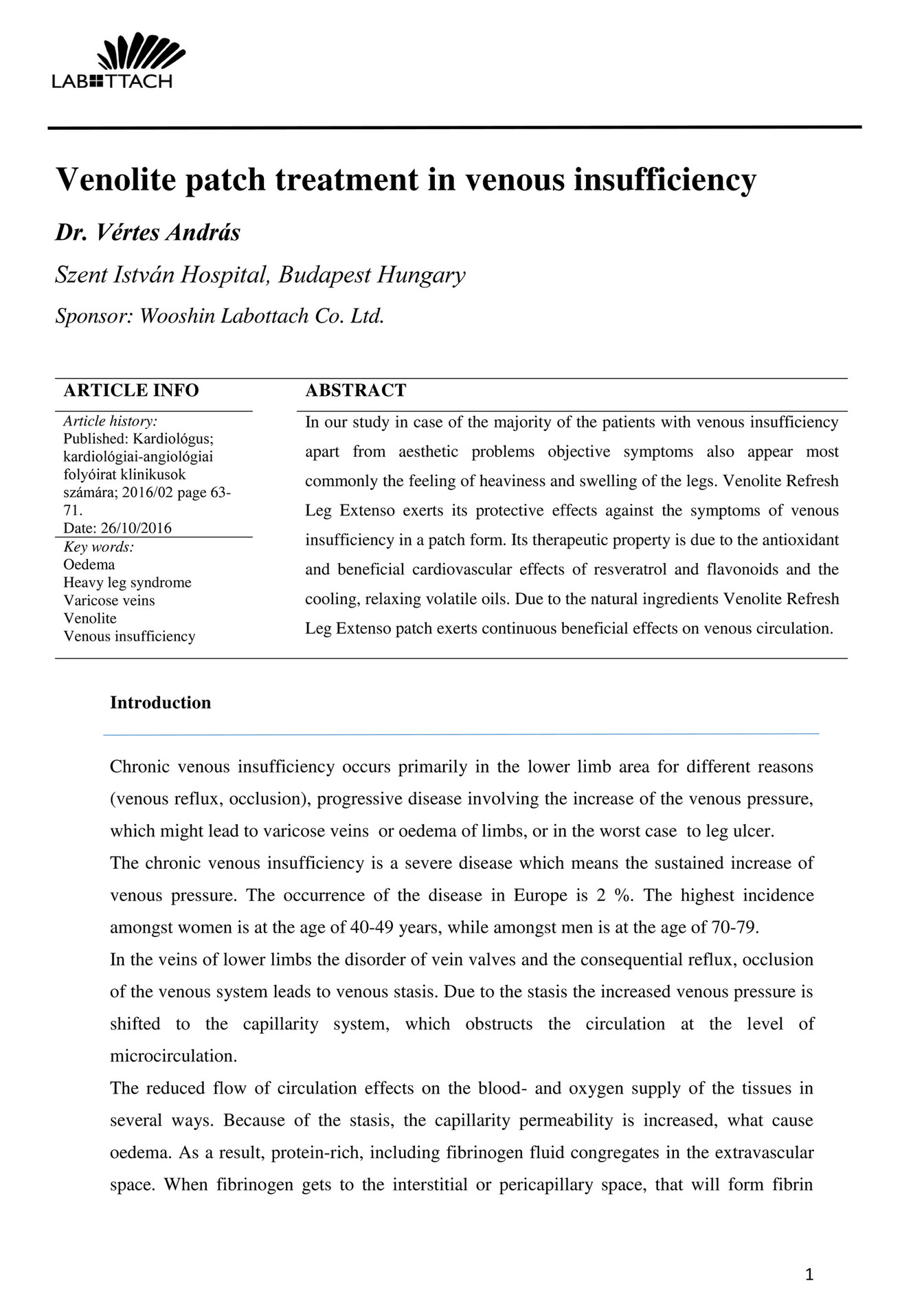 Venolite patch treatment in venous insufficiency - Page 1 - Created ...