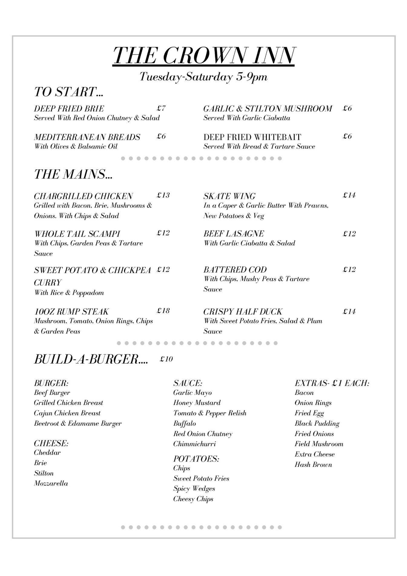 UpDate Websites - THE CROWN WEST DOWN NEW MENU 2020 - Page 1 - Created ...