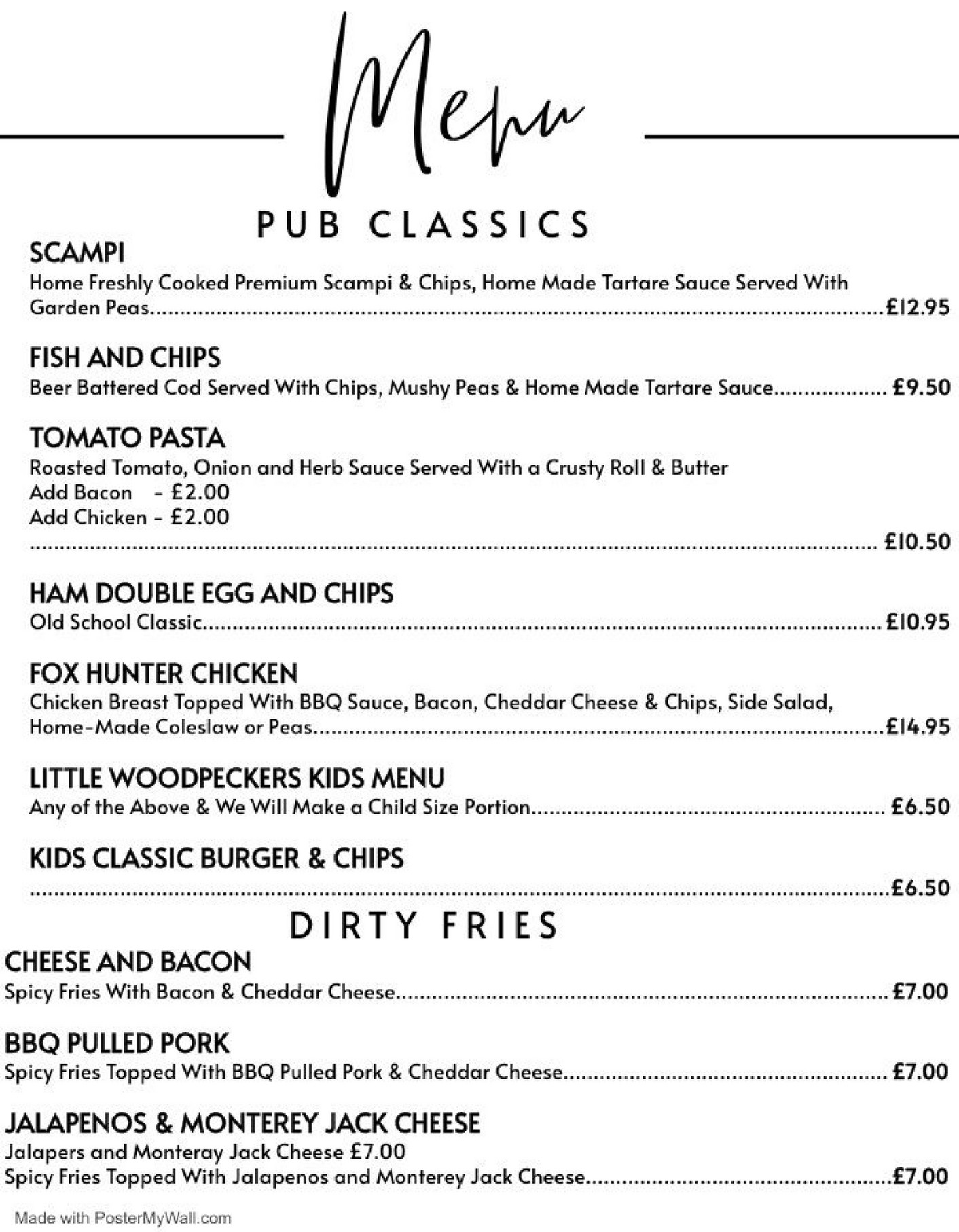 UpDate Websites - WOODPECKER FOOD MENU NO BREAKFAST - Page 1 - Created ...
