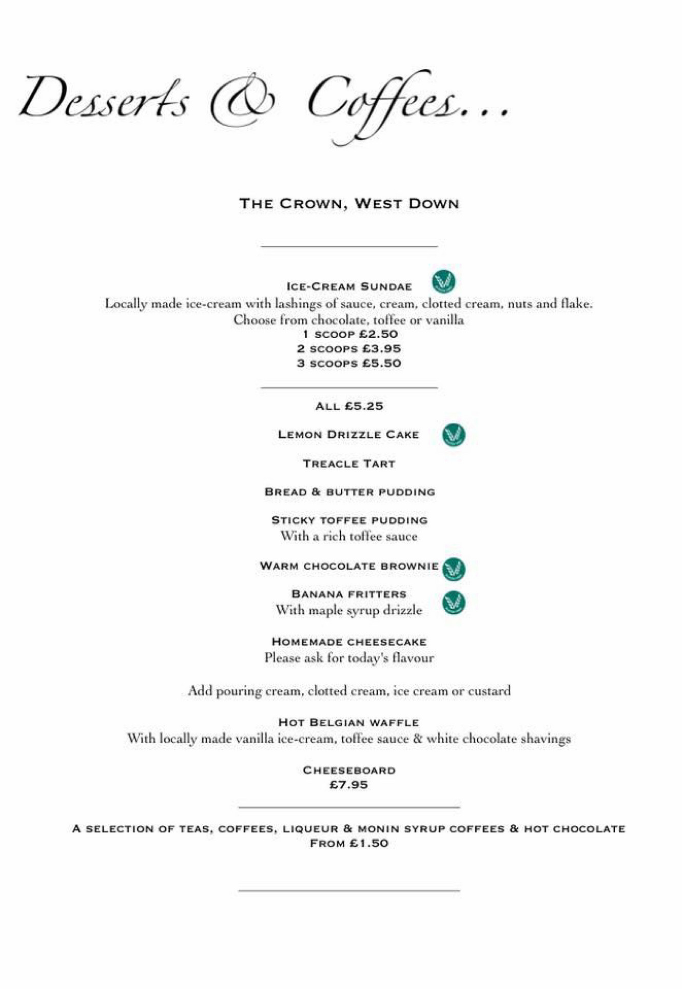 UpDate Websites - the crown inn west down dessert menu - Page 1 ...