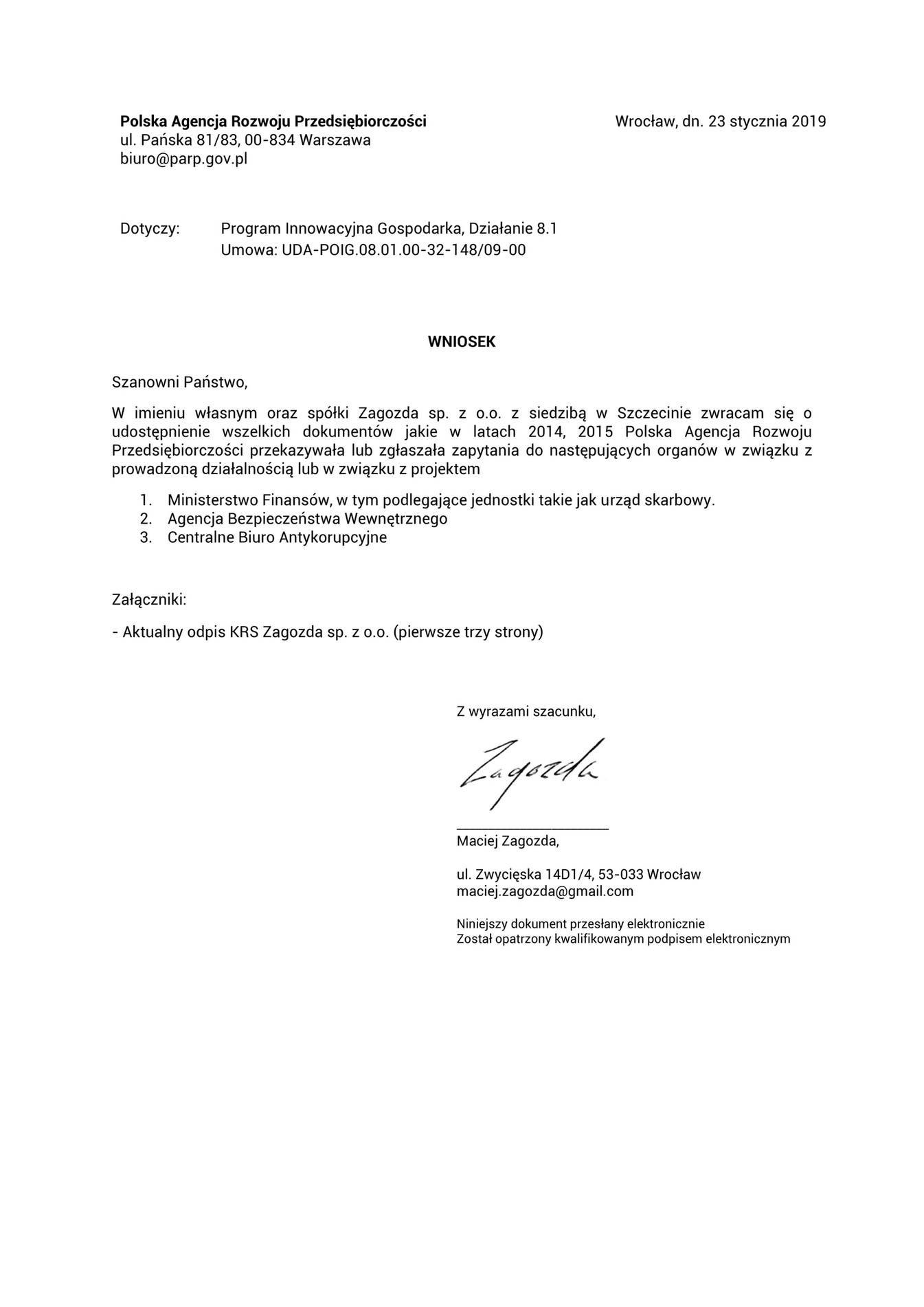 Taskscape Ltd - 20190123 - PARP - Wniosek o informacje ABW - Strona 1 - Created with Publitas.com