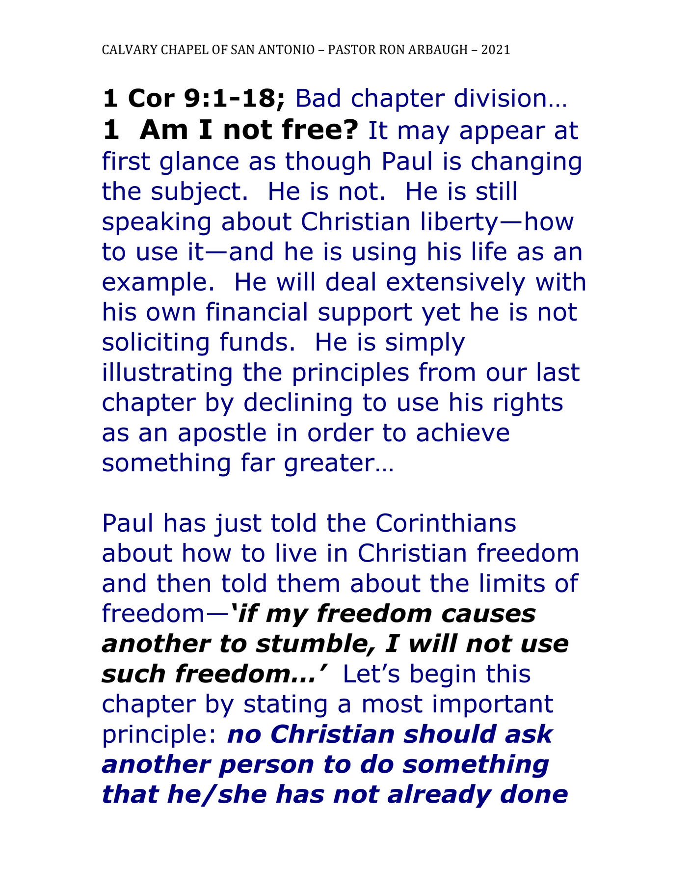 Calvary Chapel of San Antonio - 1Cor9-1-18 - Page 2 - Created with ...