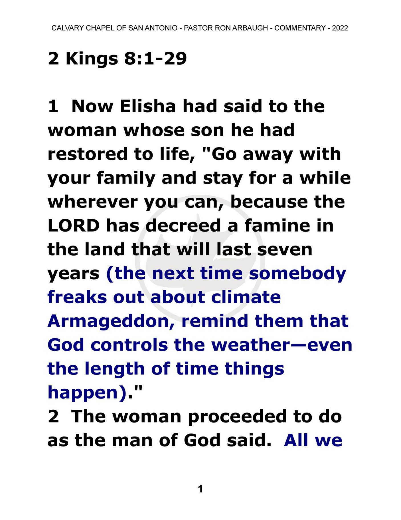 Calvary Chapel Of San Antonio 2 Kings 8 1 29 Page 1 Created With