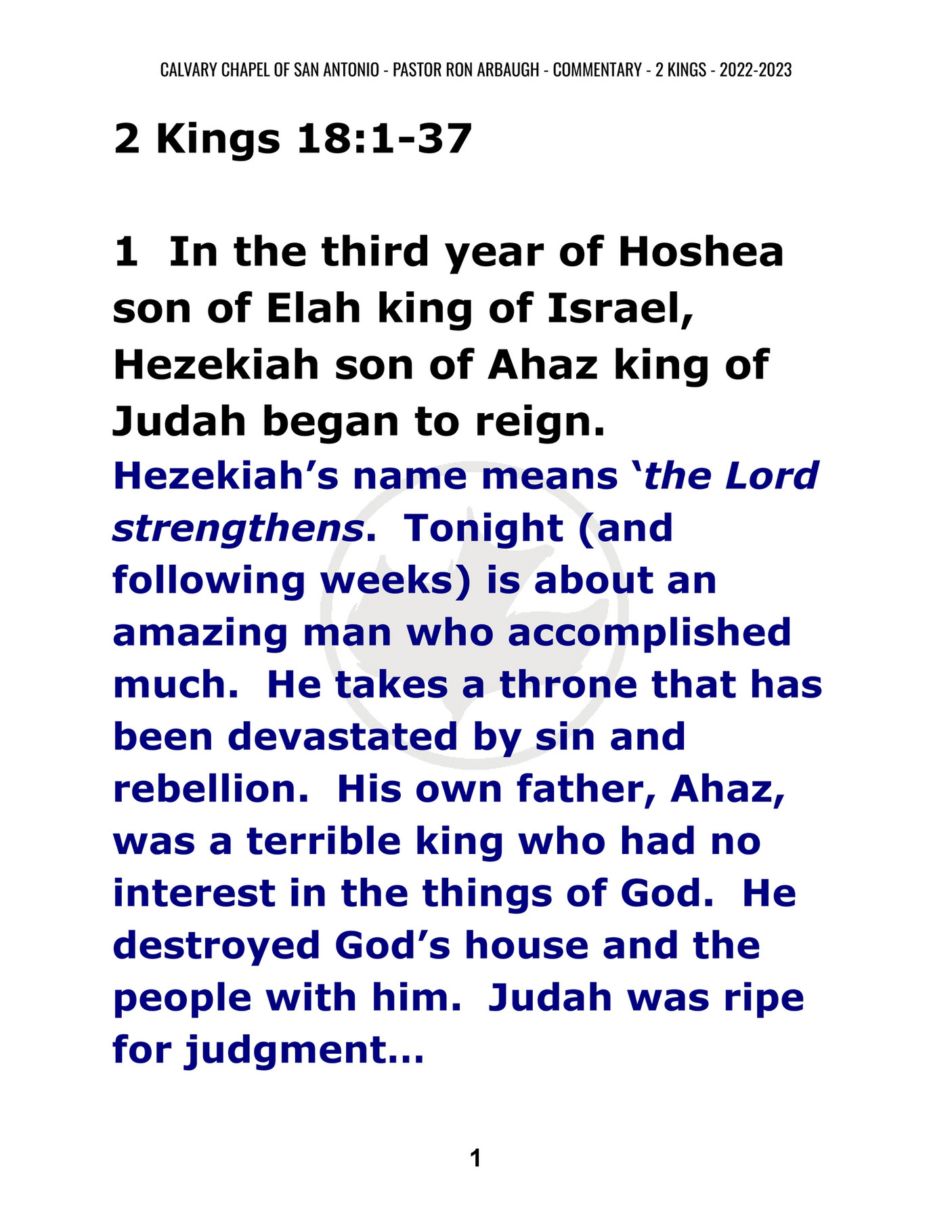 Calvary Chapel Of San Antonio 2 Kings 18 1 37 Page 1 Created With