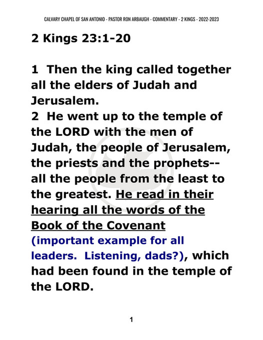 Calvary Chapel of San Antonio - 2 Kings 23_1-20 - Page 1 - Created with ...
