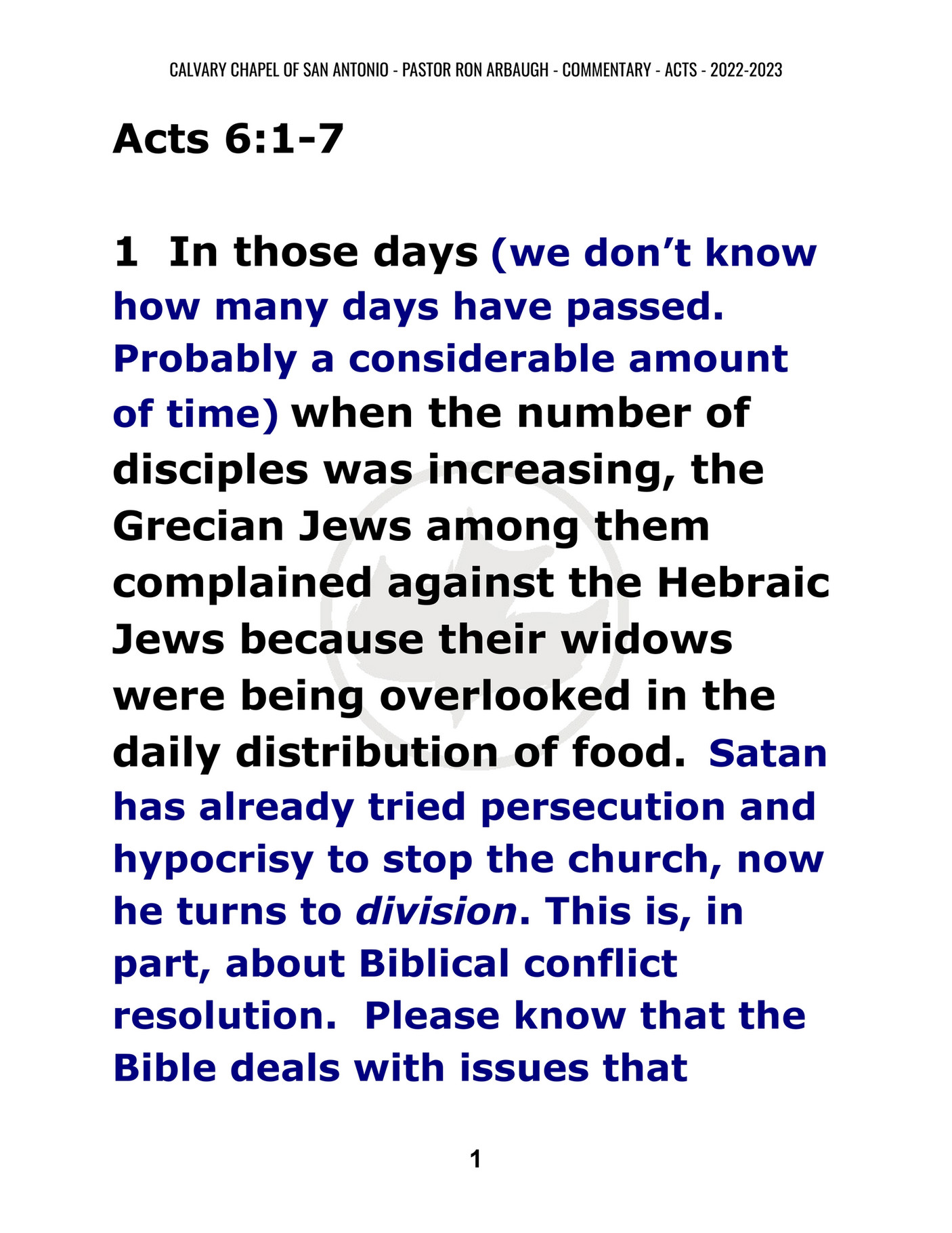 Calvary Chapel of San Antonio - Acts 6_1-7 - Page 1 - Created with ...