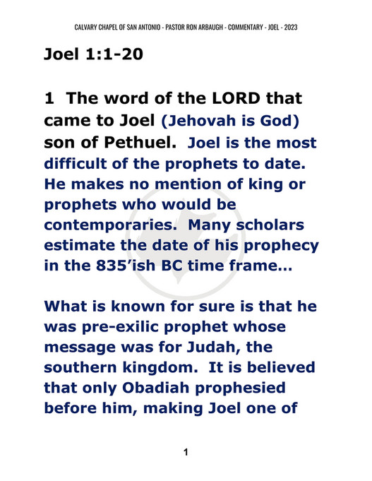 Calvary Chapel of San Antonio - Joel 1_1-20 - Page 1 - Created with Publitas.com