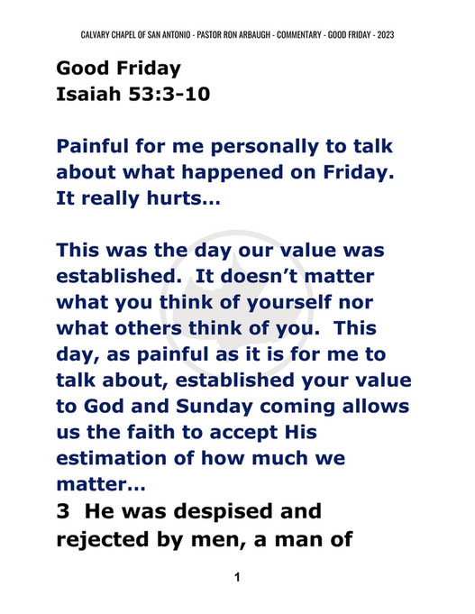 Calvary Chapel of San Antonio - Isaiah 53_3-10 Good Friday 2023 - Page ...
