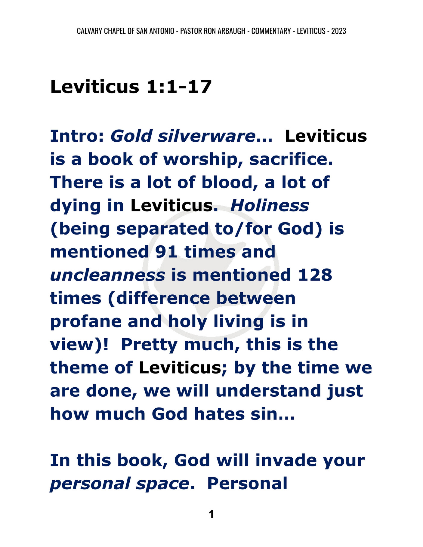 Calvary Chapel of San Antonio - Leviticus 1_1-17 - Page 1 - Created ...