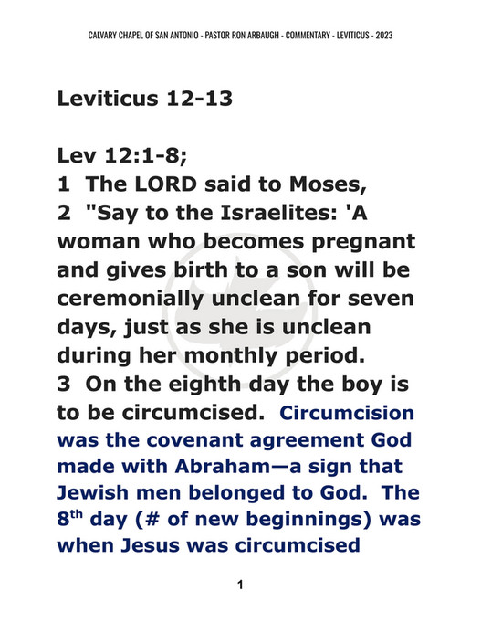 Calvary Chapel of San Antonio - Leviticus 12-13 - Page 2