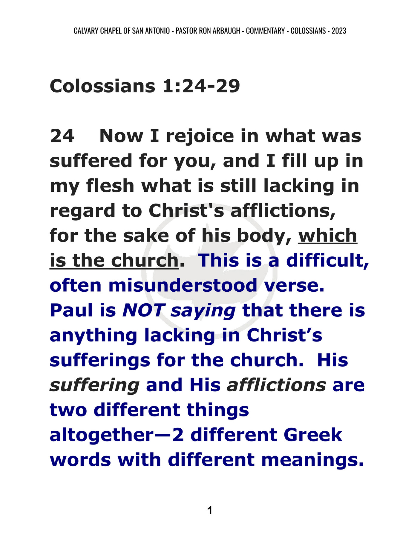 Calvary Chapel of San Antonio - Colossians 1_24-29 - Page 1 - Created ...