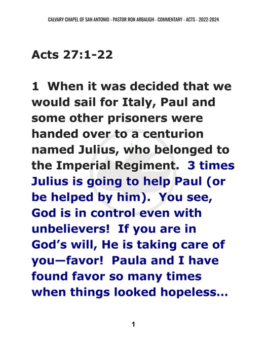 Calvary Chapel of San Antonio - Acts 27_1-22 - Page 1 - Created with ...