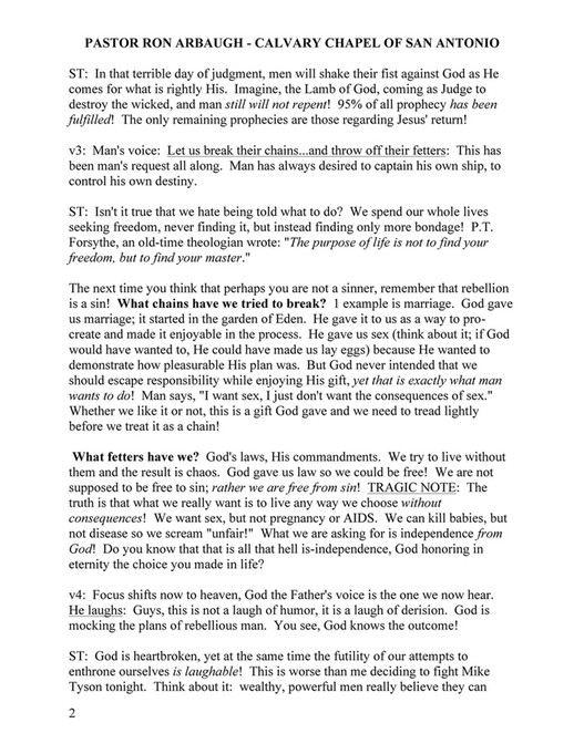 Calvary Chapel Of San Antonio Psalms2 Page 2