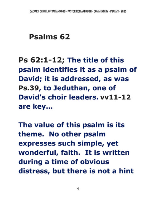 Calvary Chapel of San Antonio - Psalms 62 - Page 1
