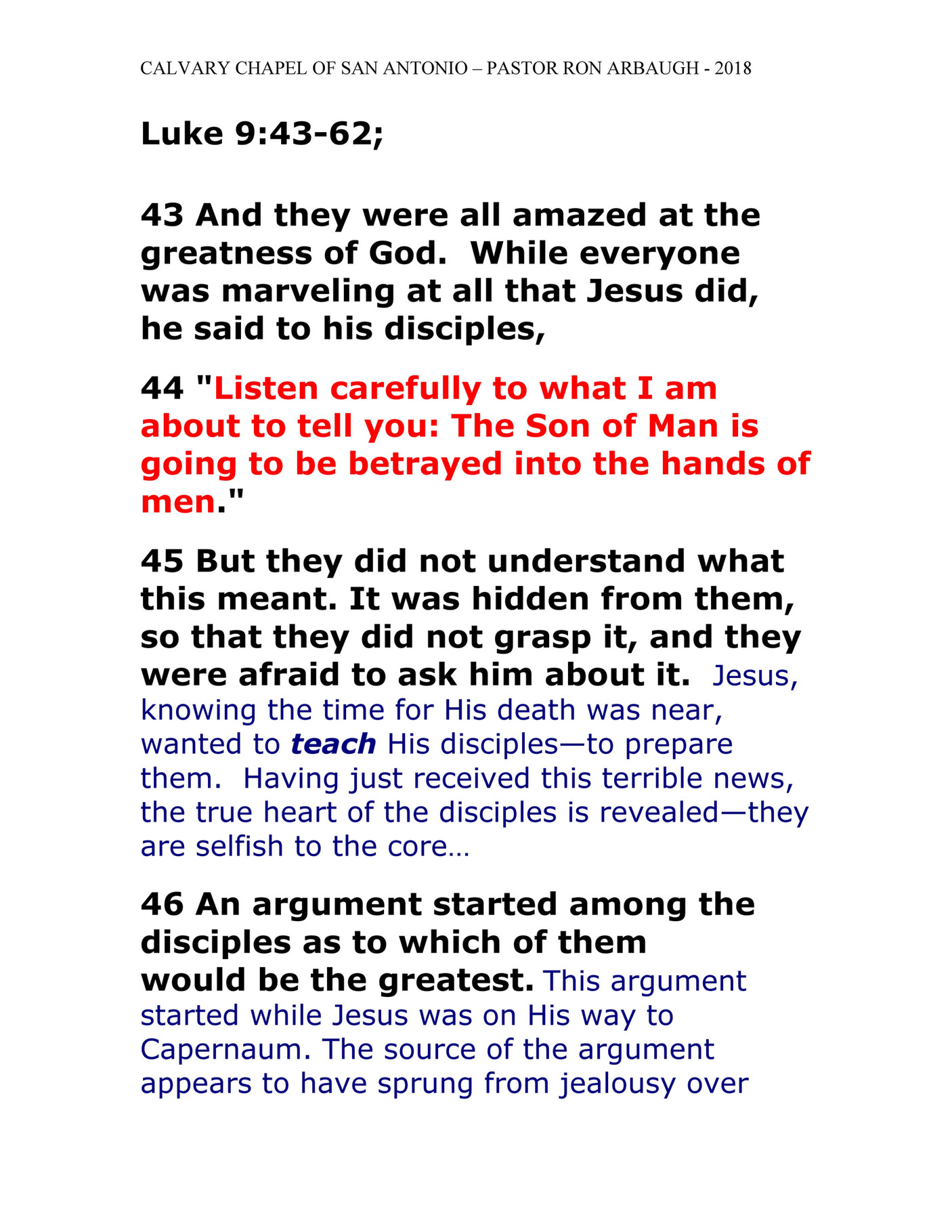 Calvary Chapel of San Antonio - Luke9-43-62 - Page 1 - Created with ...