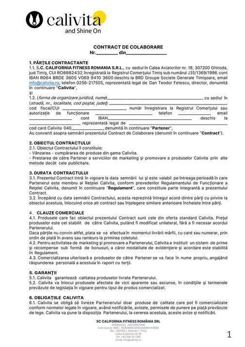 Calivita Romania - Contract si imputernicire persoane juridice - Page 1 ...