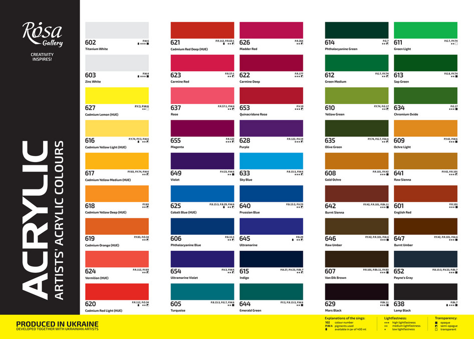 ROSA - ROSA Gallery Artists' Acryl Colour Chart ENG - Page 2 - Created ...