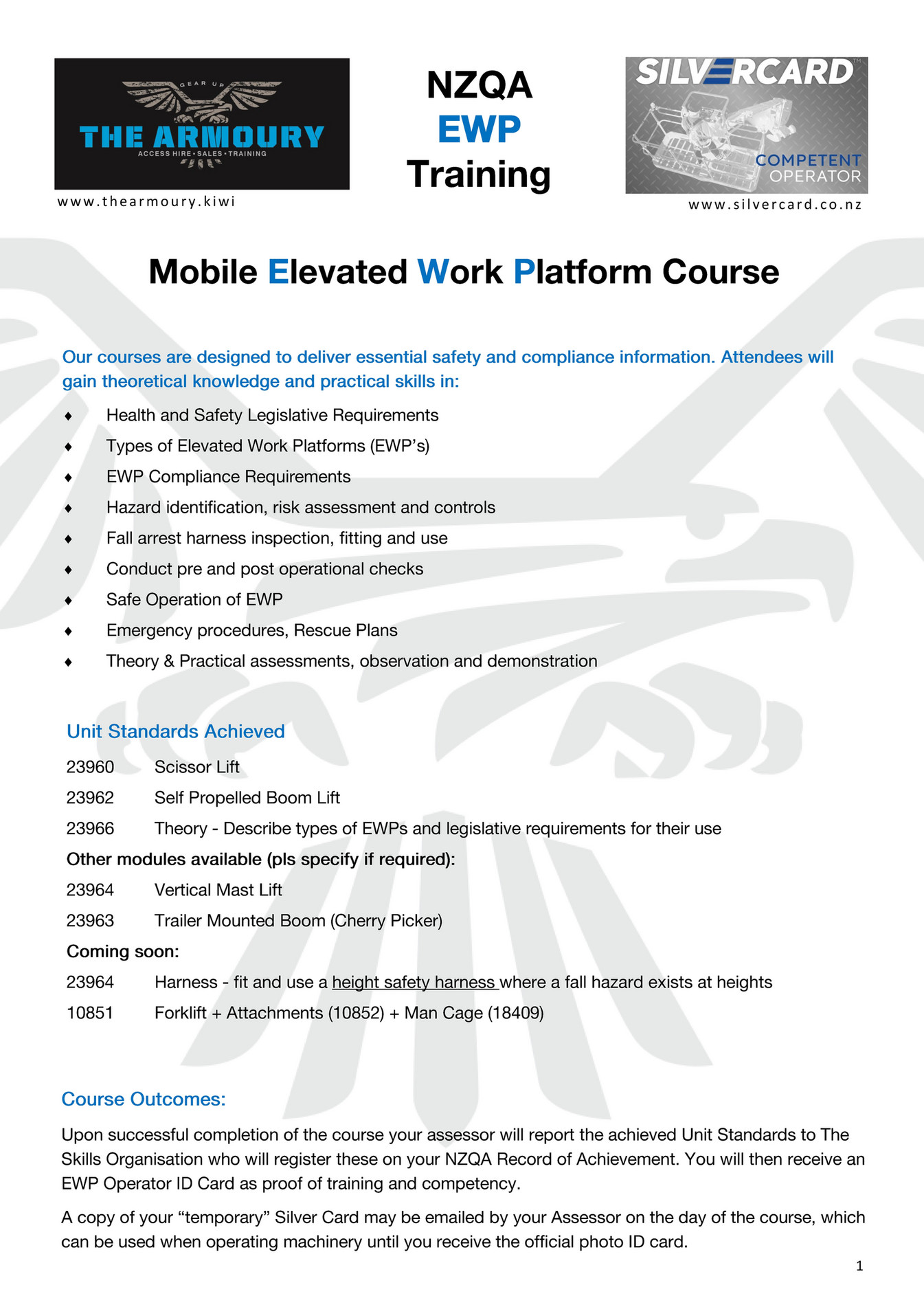 The Armoury EWP Training Course Details - Page 1 - Created with ...