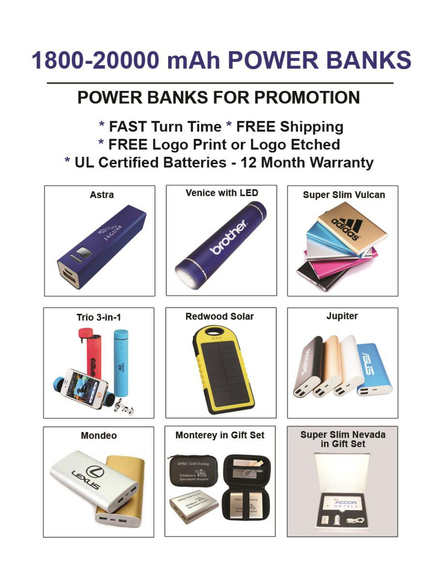 1800-20000 mAh Power Bank Catalog - Page 1
