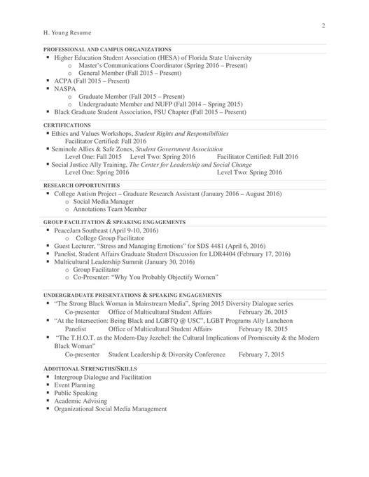 Florida State University - General Resume - Page 2 - Created with ...