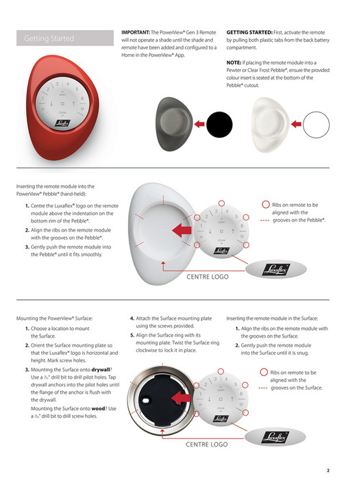 Luxaflex UK - Luxaflex PowerView Automation - Remote Control Guide - Page 2