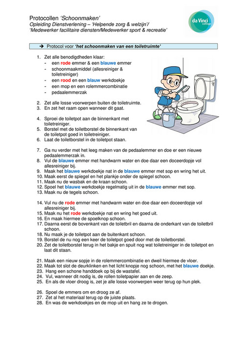 Da Vinci College - K0171 Protocollen ‘Schoonmaken’ - Pagina 2-3