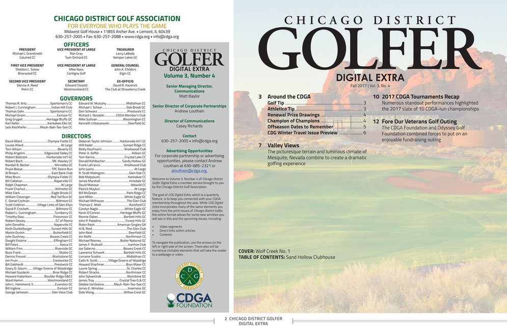 CDGA - Chicago District Golfer Digital Extra - Fall 2017 - Page 1