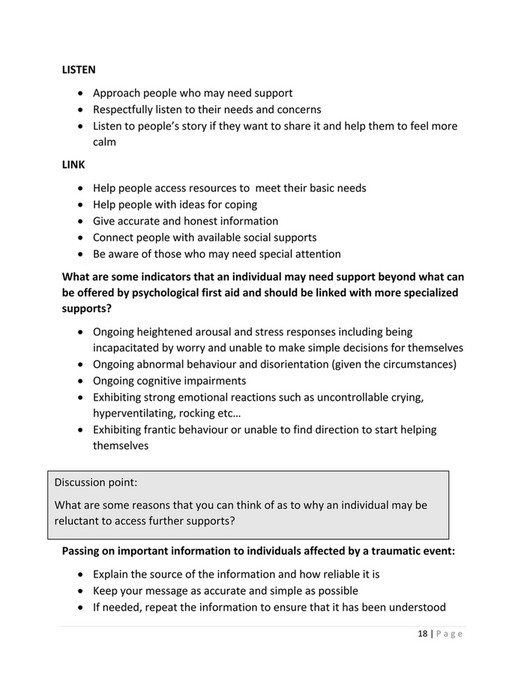 My publications - Psychological First Aid Workbook - Page 18-19 ...