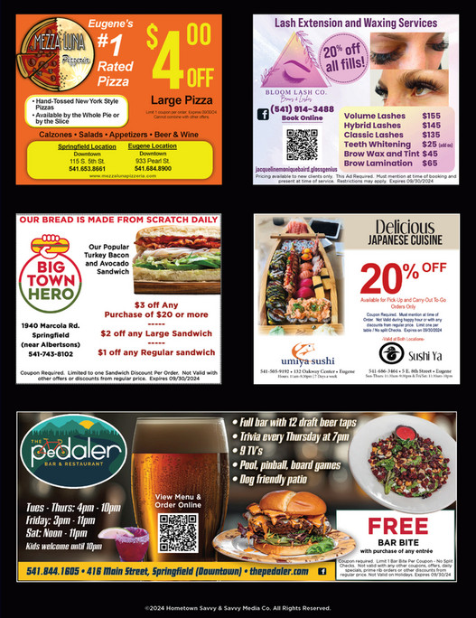 Hometown Savvy Eugene OR Direct Mail Coupon Magazine - Page 2-3
