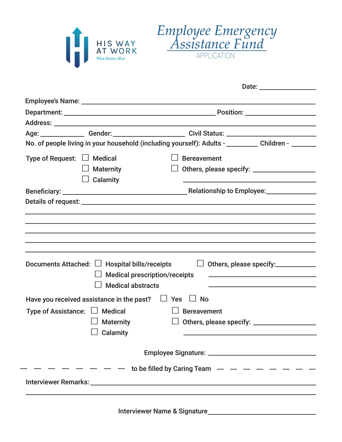 His Way At Work - Employee Emergency Assistance Fund - Page 1 - Created ...