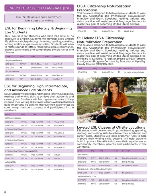 Napa Valley Adult School - Fall 2024 Catalog - Page 12-13 - Created with Publitas.com