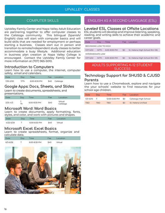 Napa Valley Adult School - Spring 2025 Catalog - Page 16-17 - Created with Publitas.com