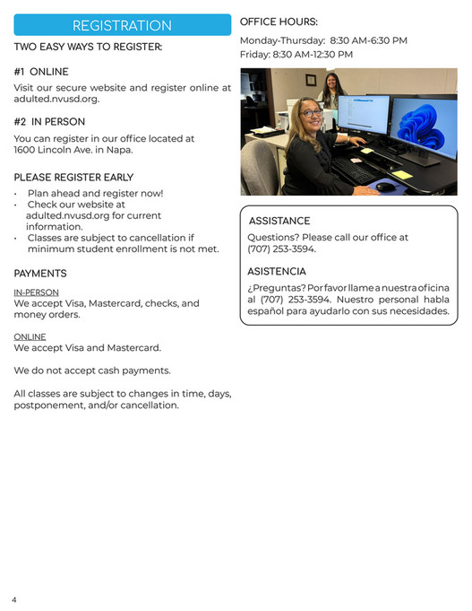 Napa Valley Adult School - Spring 2025 Catalog - Page 4-5 - Created with Publitas.com