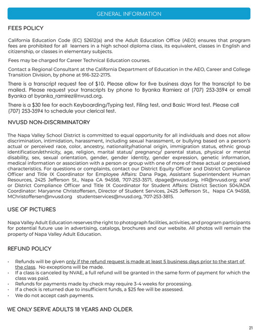 Napa Valley Adult School - Spring 2025 Catalog - Page 20-21 - Created with Publitas.com