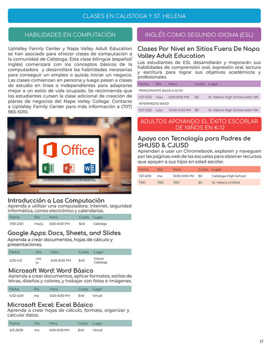 Napa Valley Adult School - Spring 2025 Catalog - Page 16-17 - Created with Publitas.com