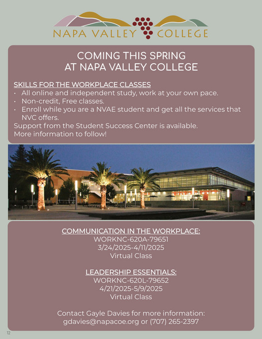 Napa Valley Adult School - Spring 2025 Catalog - Page 12-13 - Created with Publitas.com