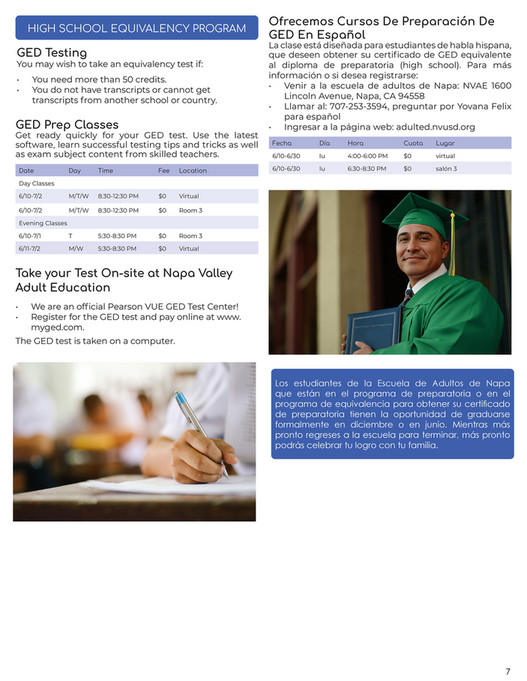 Napa Valley Adult School - Summer 2025 Catalog - Page 6-7 - Created with Publitas.com