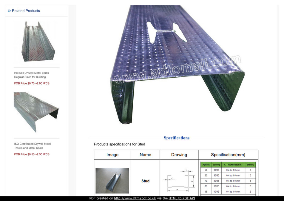 ADTO - Light gauge steel standard metal studs general sizes - Page 3 ...
