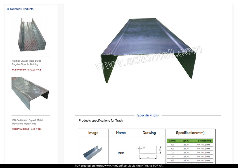 Metal Stud Track Dimensions Drywall Partitioning System (Stud, Track,