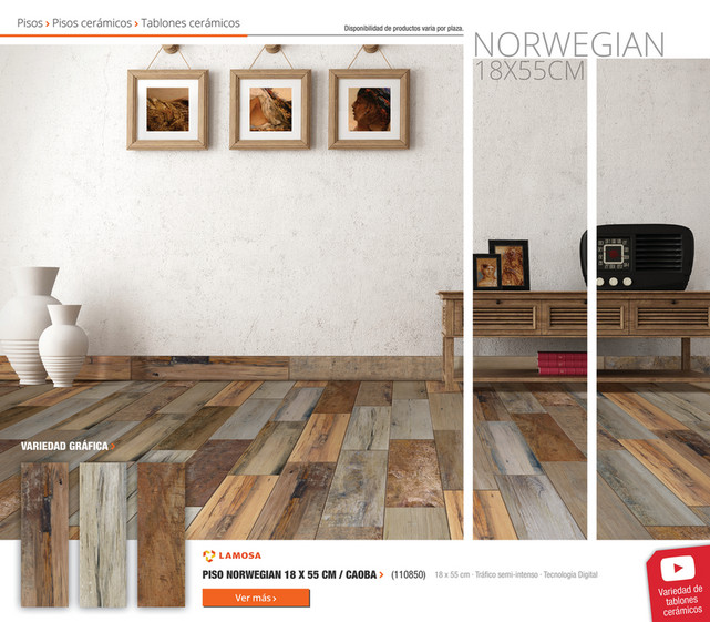 PISO NORWEGIAN 18 X 55 CM CAOBA CAJA CON 1.49 M2