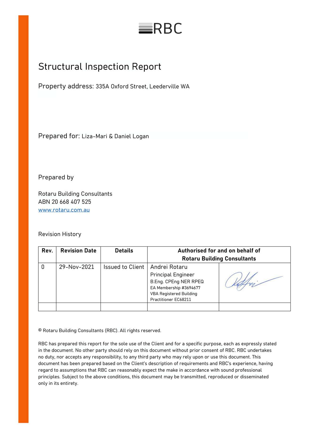 Abel Property - 335A Oxford Structural Inspection Report - Page 2 ...